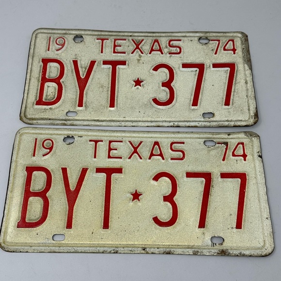 Source Unknown | Other | Vintage Matching Pair Set 974 Texas License ...